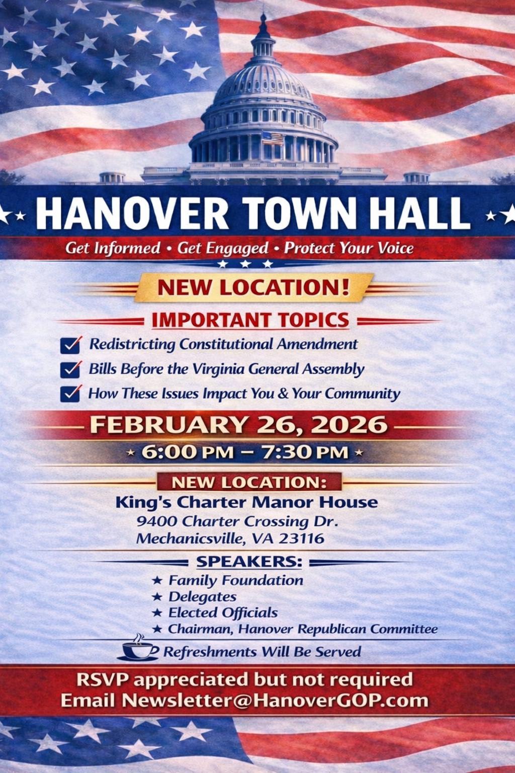 HCRC Town Hall Meeting-Feb 26-New Location | Hanover County Republican ...